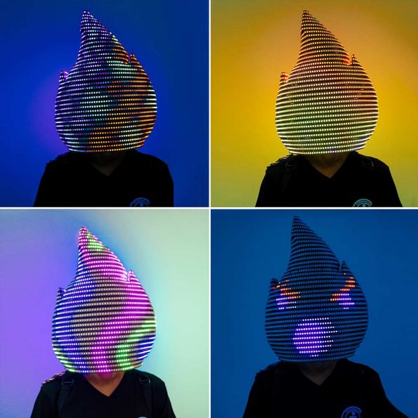 Led light up Screen Helmet "Fire" for performances and parties