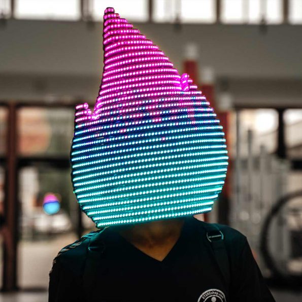 Led light up Screen Helmet "Fire" for performances and parties