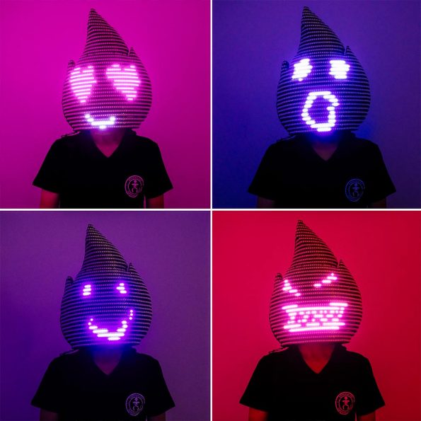 Led light up Screen Helmet "Fire" for performances and parties