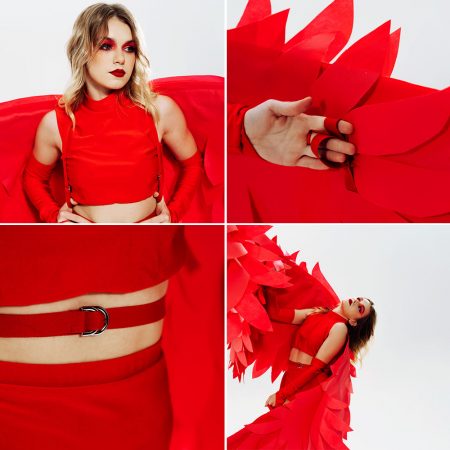 Cosplay Red Angel Wings Costume for Halloween, parties and festivals