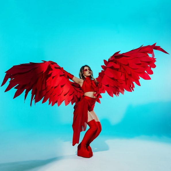 Cosplay Red Angel Wings Costume for Halloween, parties and festivals
