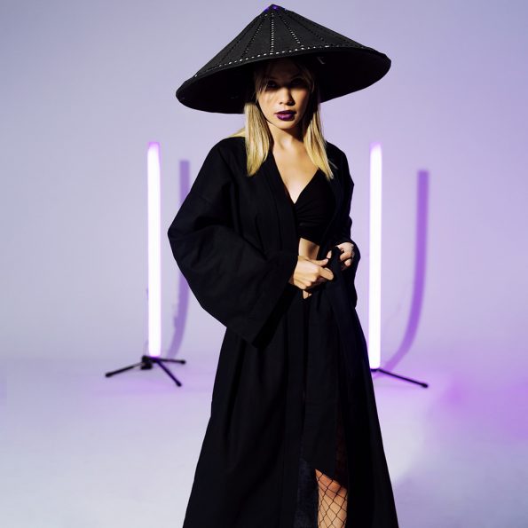 Cosplay LED light up Japanese Samurai hat for performances and parties