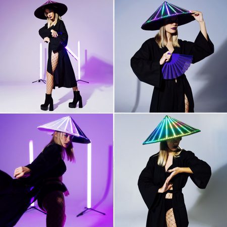 Cosplay LED light up Japanese Samurai hat for performances and parties