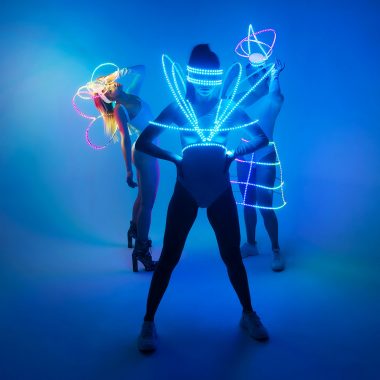 LED Light up dance cage outfit with 688 LEDs for events- by ETERESHOP