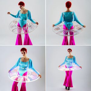 Led Neon strolling table costume to meet and entertain guests