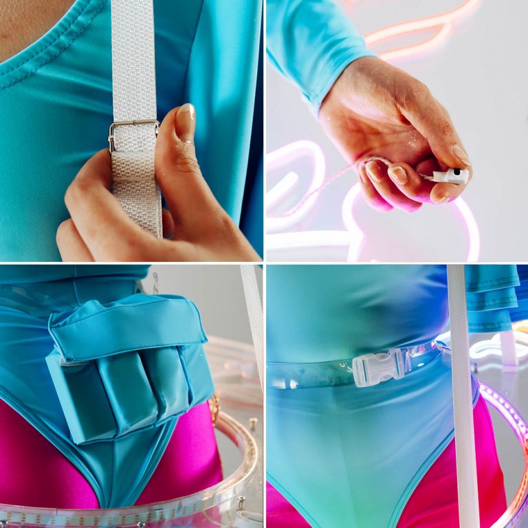 Led Neon strolling table costume to meet and entertain guests