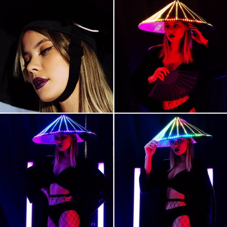 Cosplay LED light up Japanese Samurai hat for performances and parties
