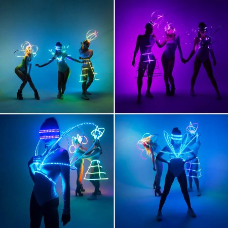 LED Light up dance cage outfit with 688 LEDs for events- by ETERESHOP