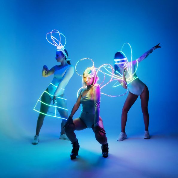 LED Light up dance cage outfit with 688 LEDs for events- by ETERESHOP