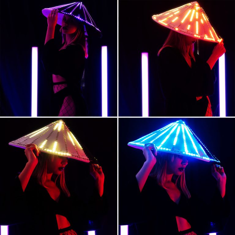 Cosplay LED light up Japanese Samurai hat for performances and parties