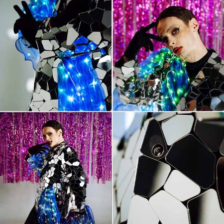 Mirror blazer with a LED shawl and disco ball effect - ETERESHOP