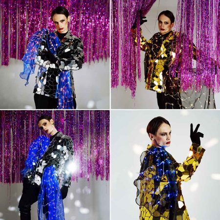 Mirror blazer with a LED shawl and disco ball effect - ETERESHOP