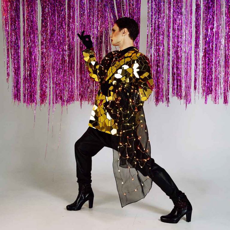 Mirror blazer with a LED shawl and disco ball effect - ETERESHOP