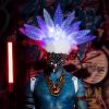 LED mirror mask with moving feathers to Order - by ETERESHOP