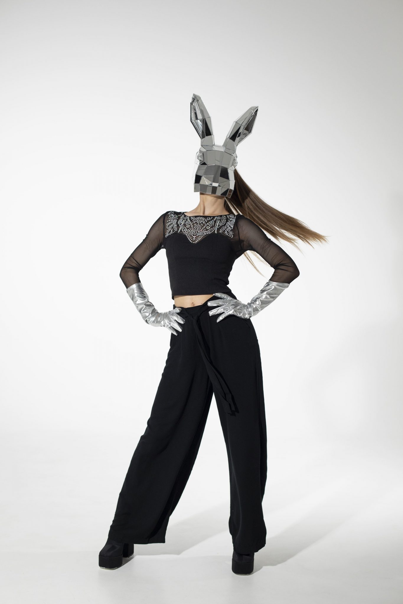 3D Mirror Polygonal Rabbit Mask on the face - by ETERESHOP