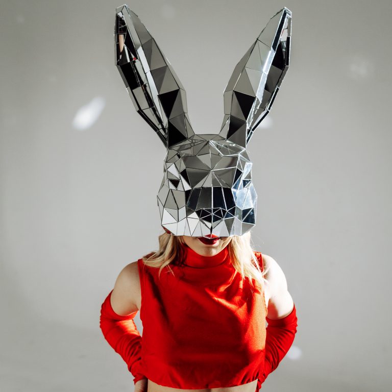 3D Mirror Polygonal Rabbit Mask on the face - by ETERESHOP