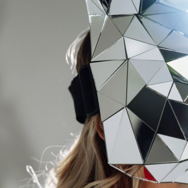 3D Mirror Polygonal Rabbit Mask on the face - by ETERESHOP