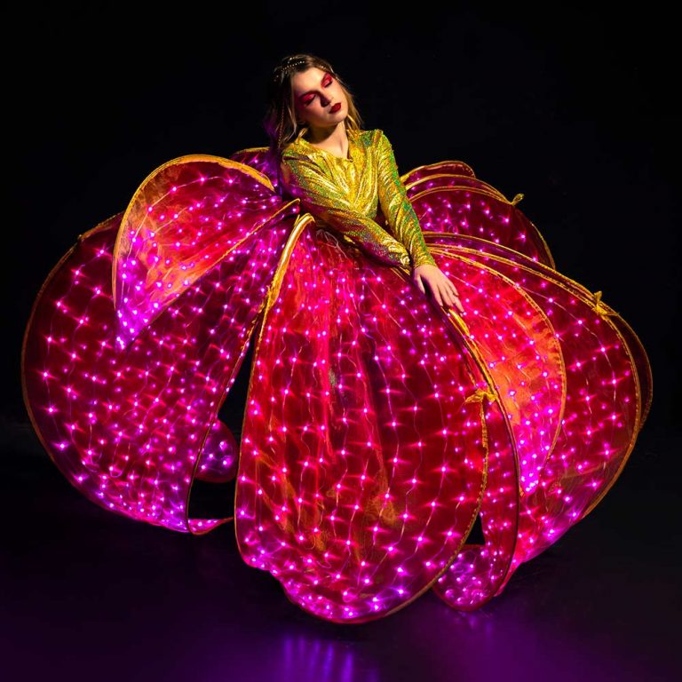 LED Glow-in-the-Dark Flower Dress for Artist Performances
