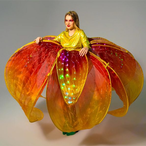 LED Glow-in-the-Dark Flower Dress for Artist Performances