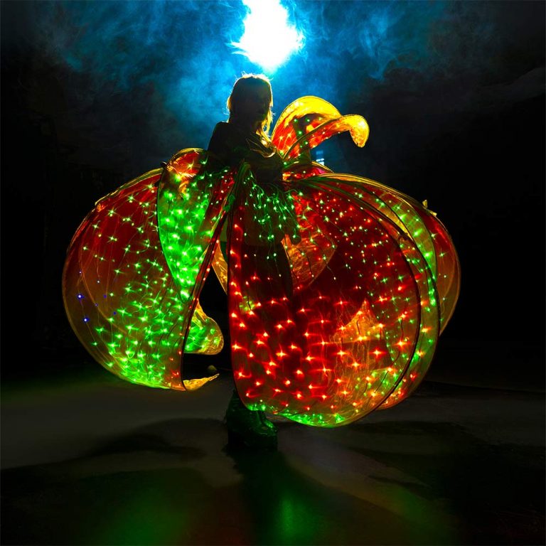 LED Glow-in-the-Dark Flower Dress for Artist Performances