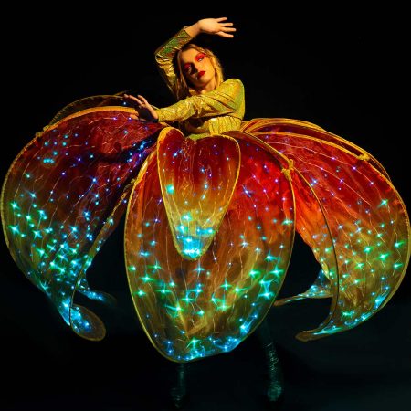LED Glow-in-the-Dark Flower Dress for Artist Performances