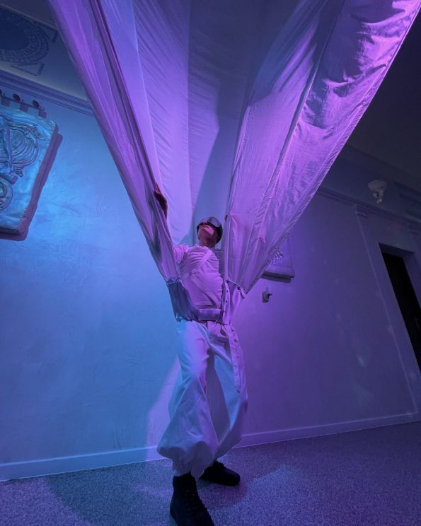 Peacock Fan Tail Holographic Transparent Costume for street show