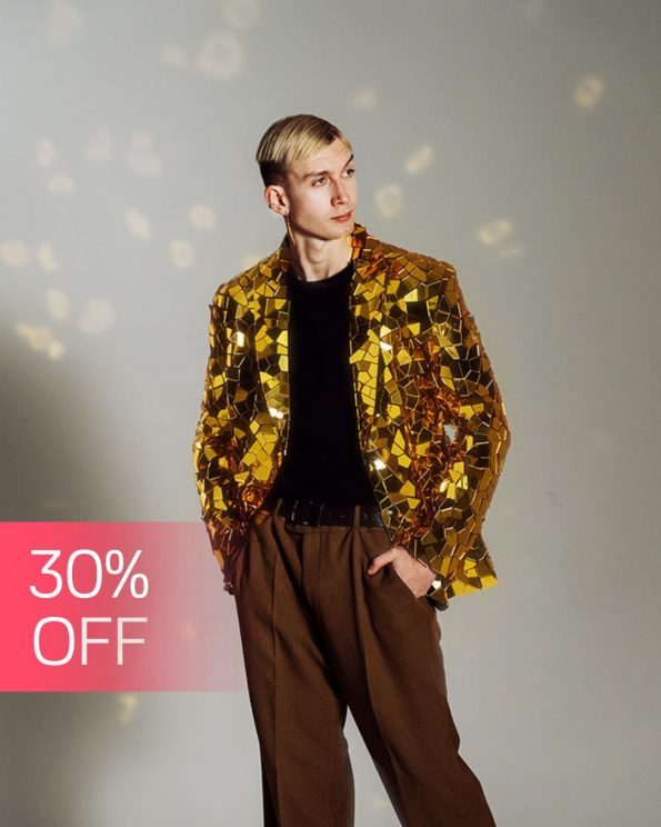 Gold Mirror Men's Jacket with disco ball effect - by ETEREshop