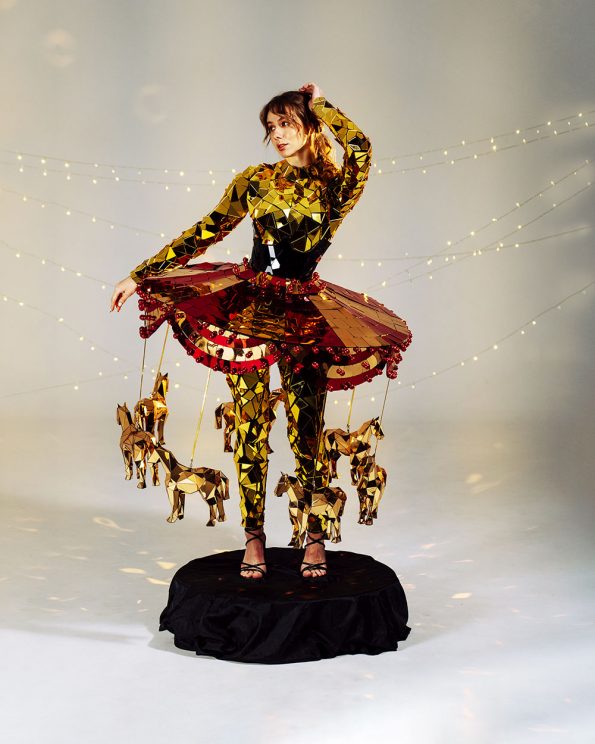 Carnival Custom Women's Mirror Costume with Moving Horses