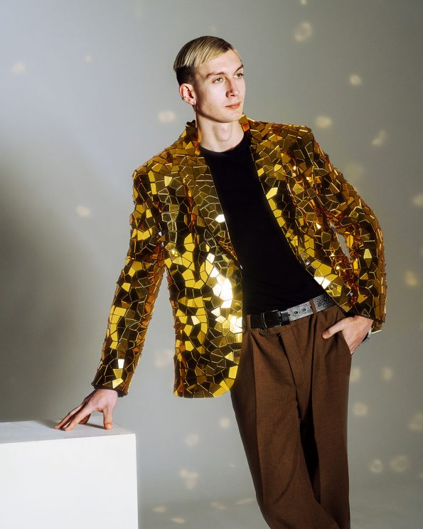 Gold Mirror Men's Jacket with disco ball effect - by ETEREshop