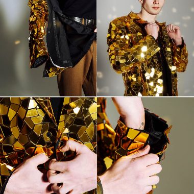 Gold Mirror Men's Jacket with disco ball effect - by ETEREshop