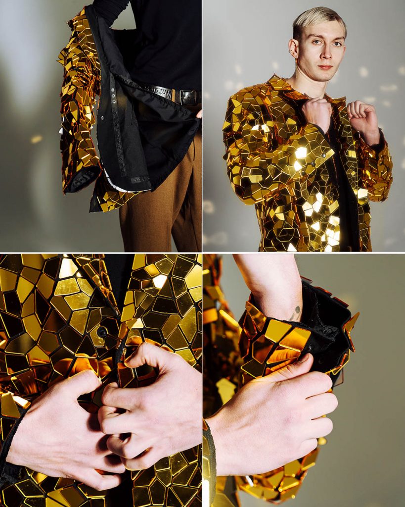 Gold Mirror Men's Jacket with disco ball effect - by ETEREshop