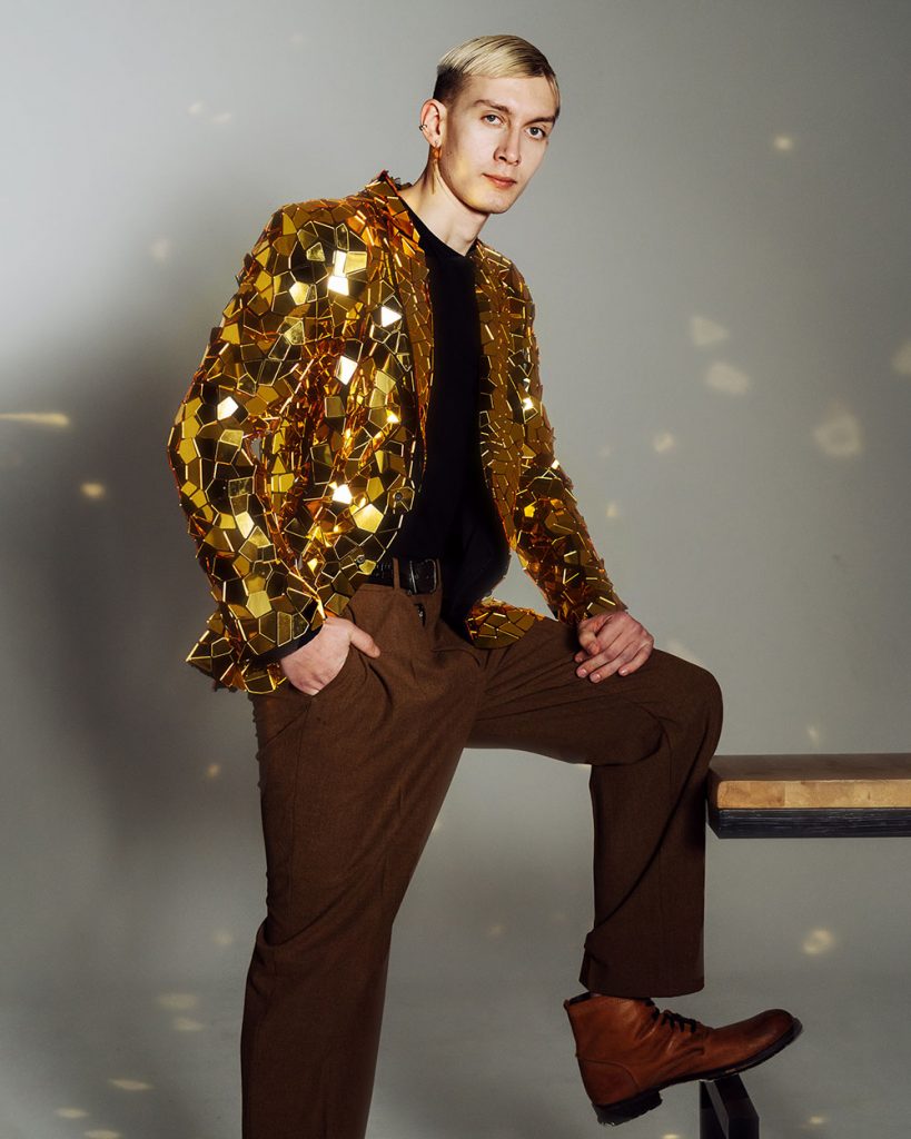Gold Mirror Men's Jacket with disco ball effect - by ETEREshop