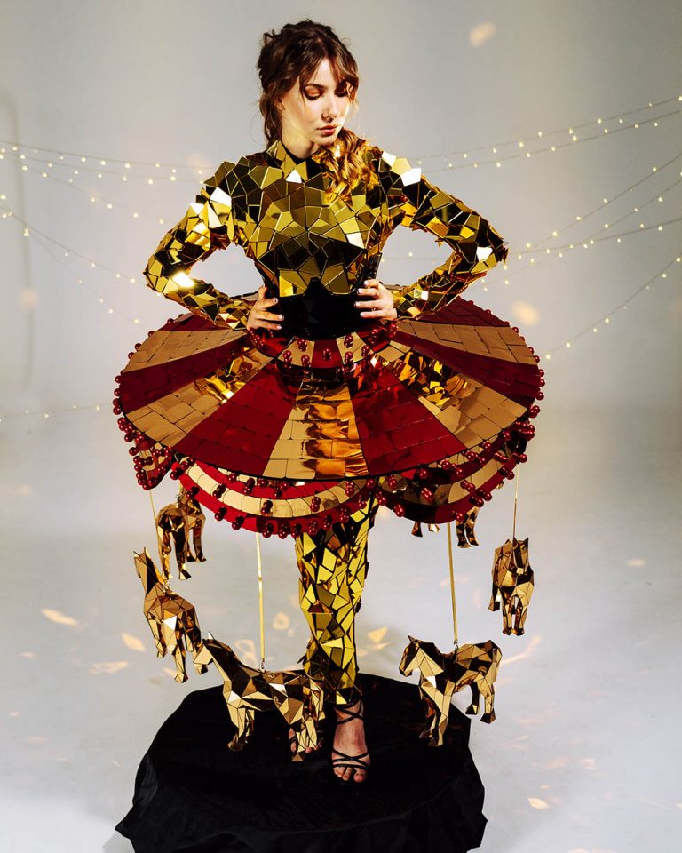 Carnival Custom Women's Mirror Costume with Moving Horses