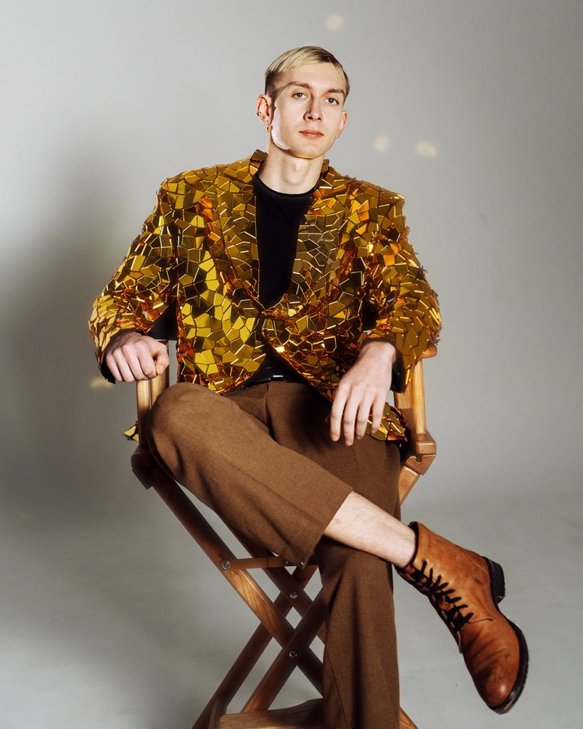 Gold Mirror Men's Jacket with disco ball effect - by ETEREshop