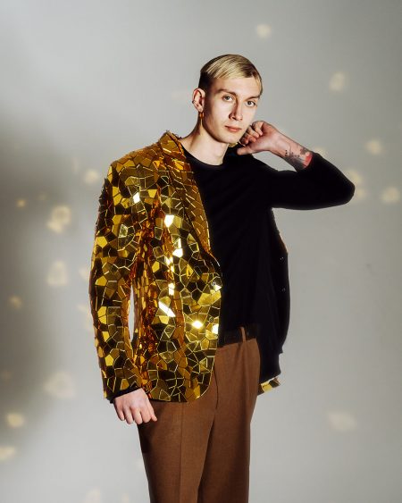 Gold Mirror Men's Jacket with disco ball effect - by ETEREshop