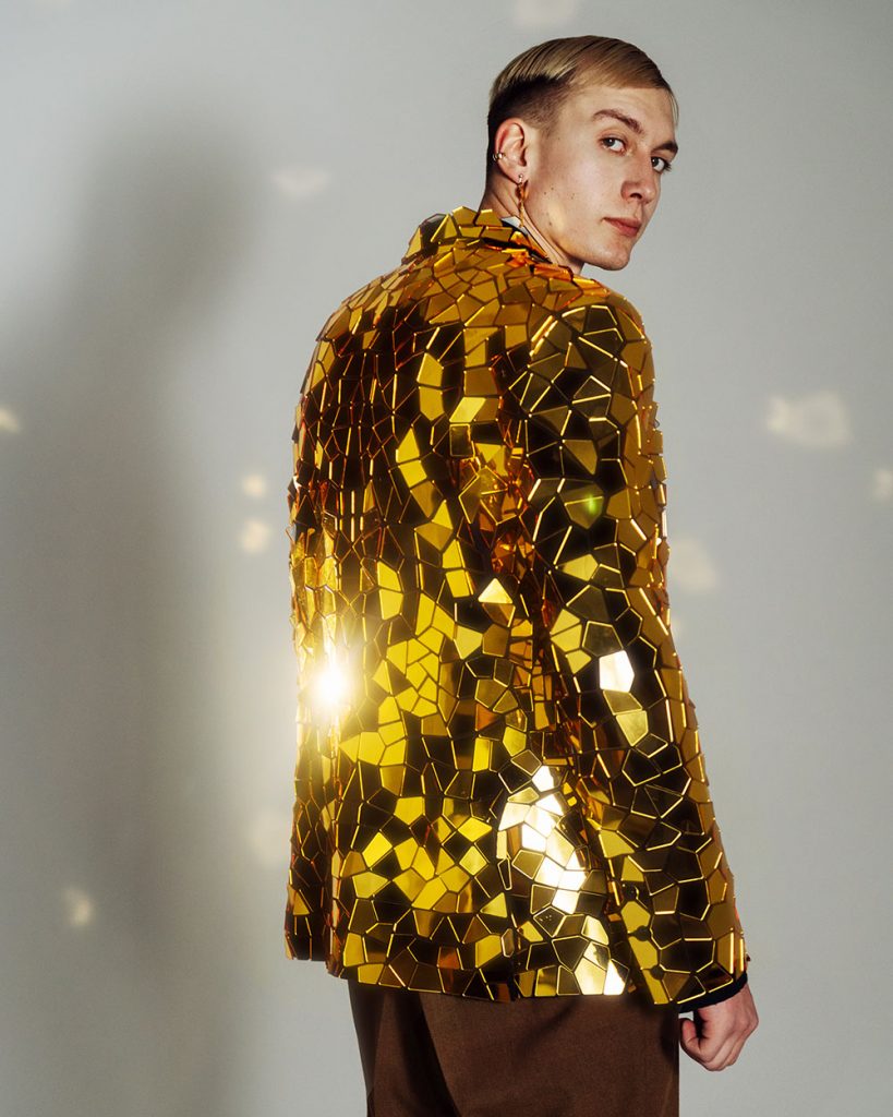Gold Mirror Men's Jacket with disco ball effect - by ETEREshop