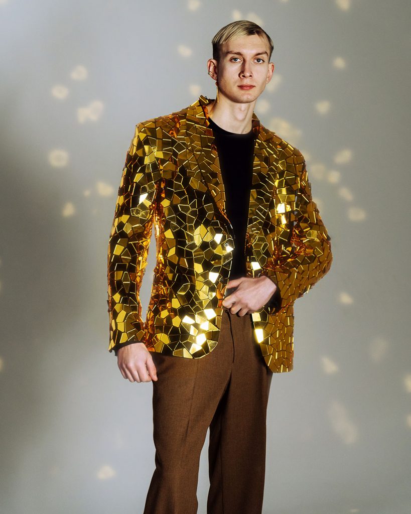 Gold Mirror Men's Jacket with disco ball effect - by ETEREshop