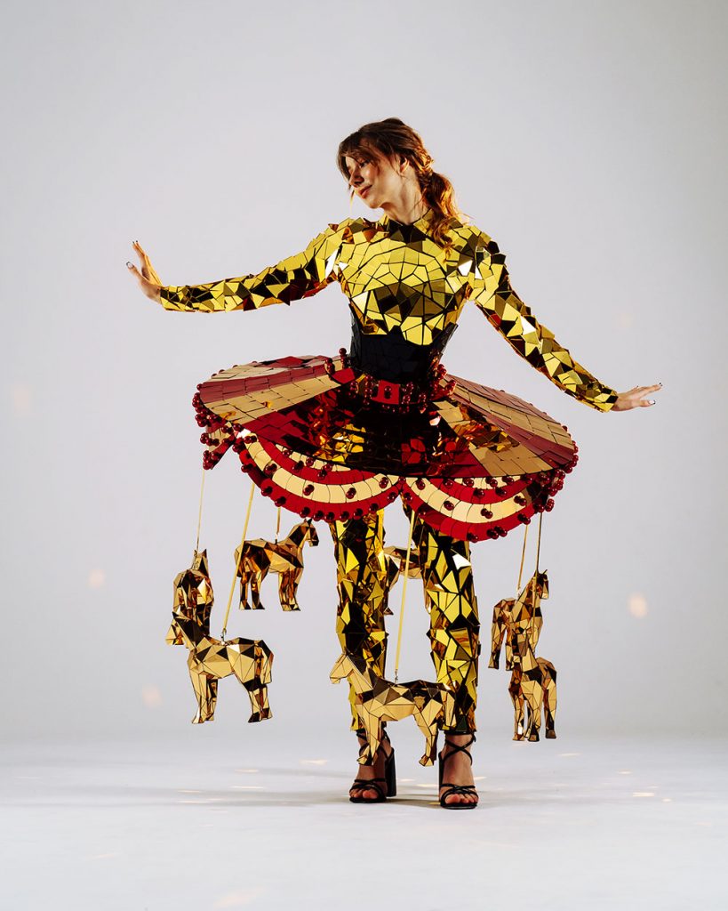 Carnival Custom Women's Mirror Costume with Moving Horses