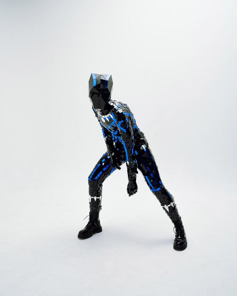 2 in 1 Mens Dance Mirror Costume with Sexy Transparent Bodysuit