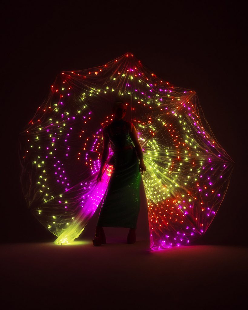 Big LED light up Peacock Fan Tail Costume for street show, ETERE
