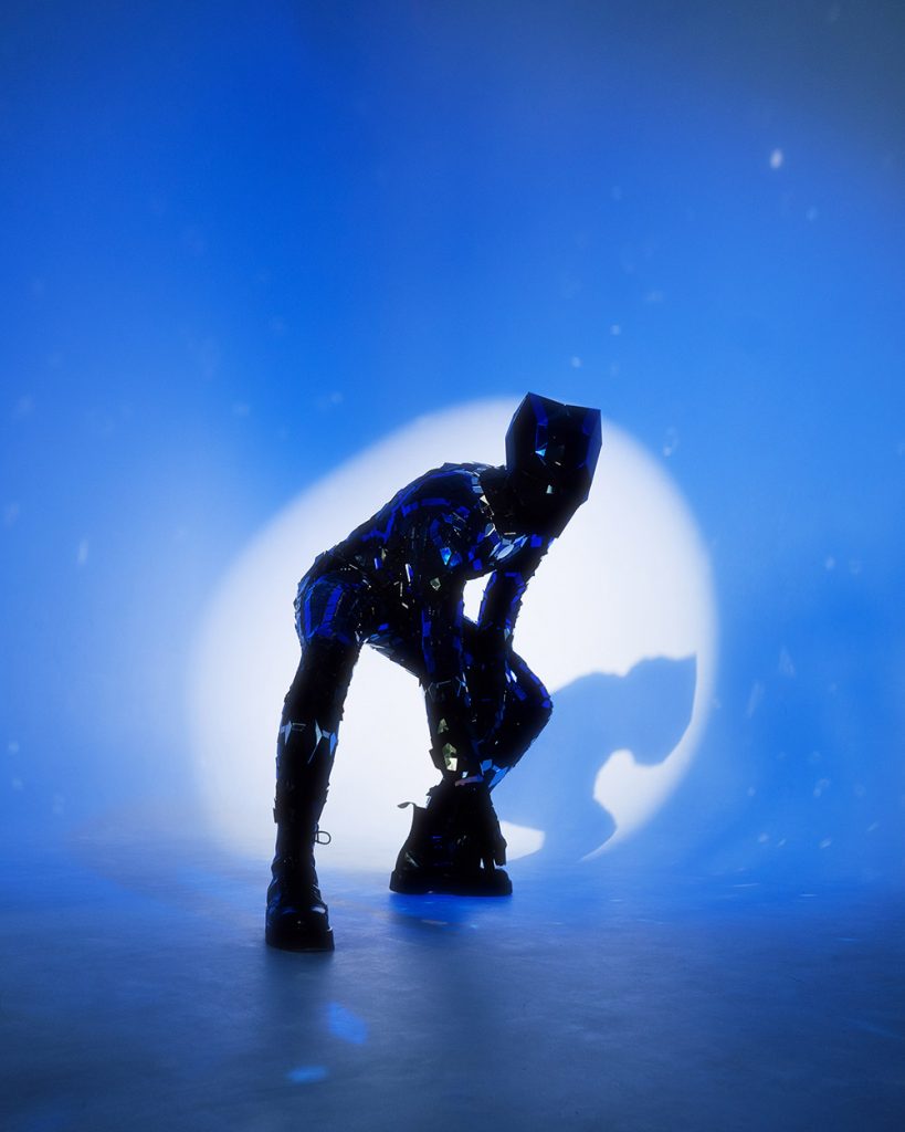 2 in 1 Mens Dance Mirror Costume with Sexy Transparent Bodysuit