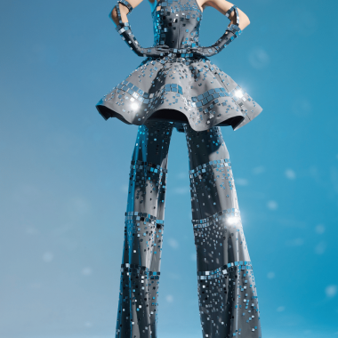 Female Mirror Stilt Walker Dress Costume - by ETERESHOP