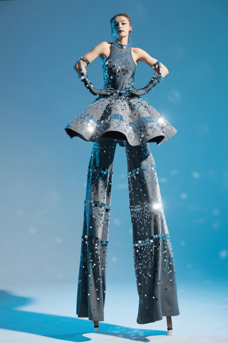 Female Mirror Stilt Walker Dress Costume - by ETERESHOP