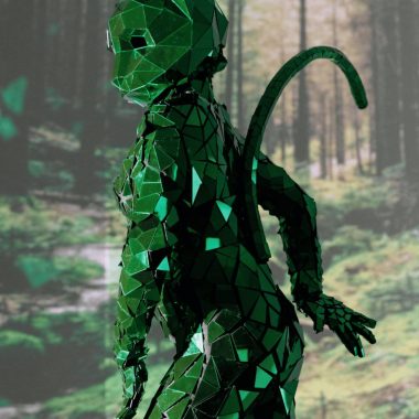 Green Mirror Cat Costume for shows and events - by ETERESHOP