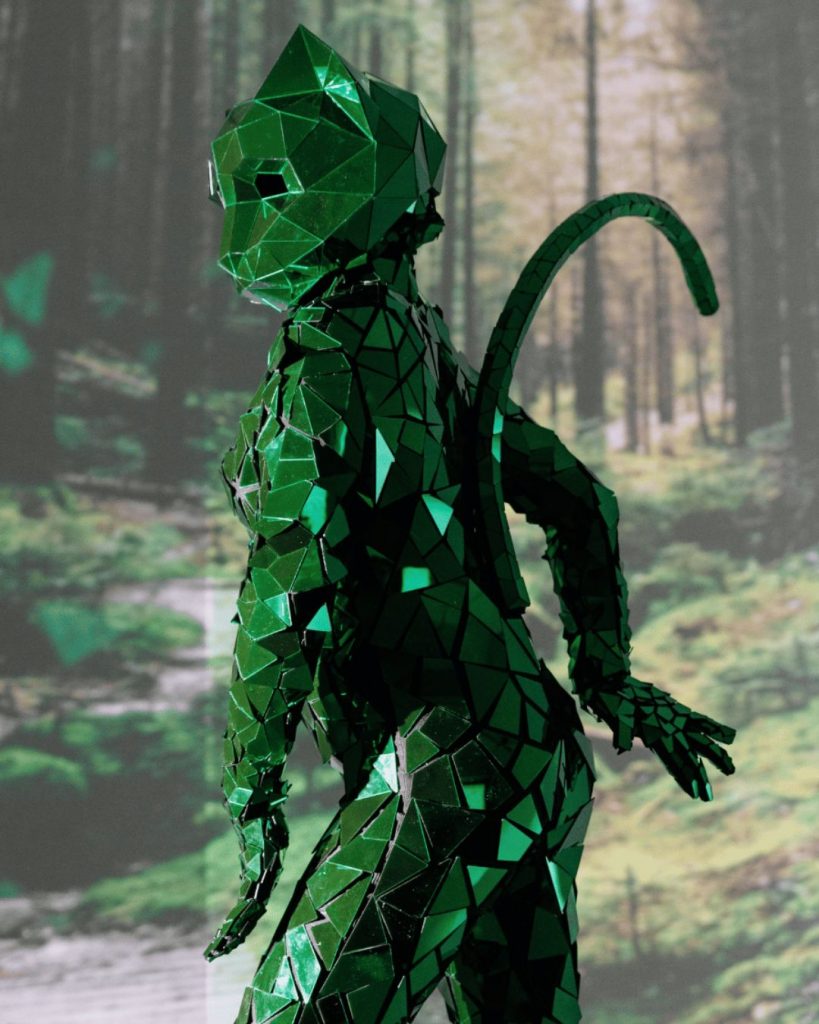 Green Mirror Cat Costume for shows and events - by ETERESHOP