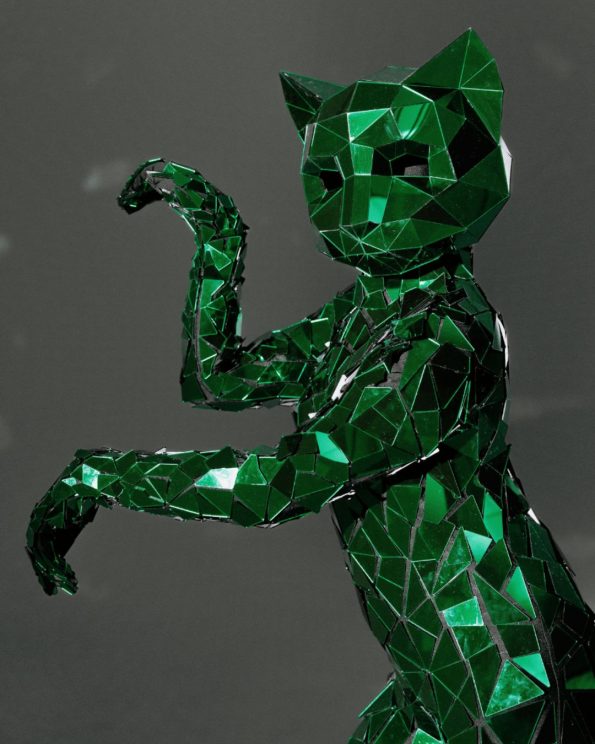 Green Mirror Cat Costume for shows and events - by ETERESHOP