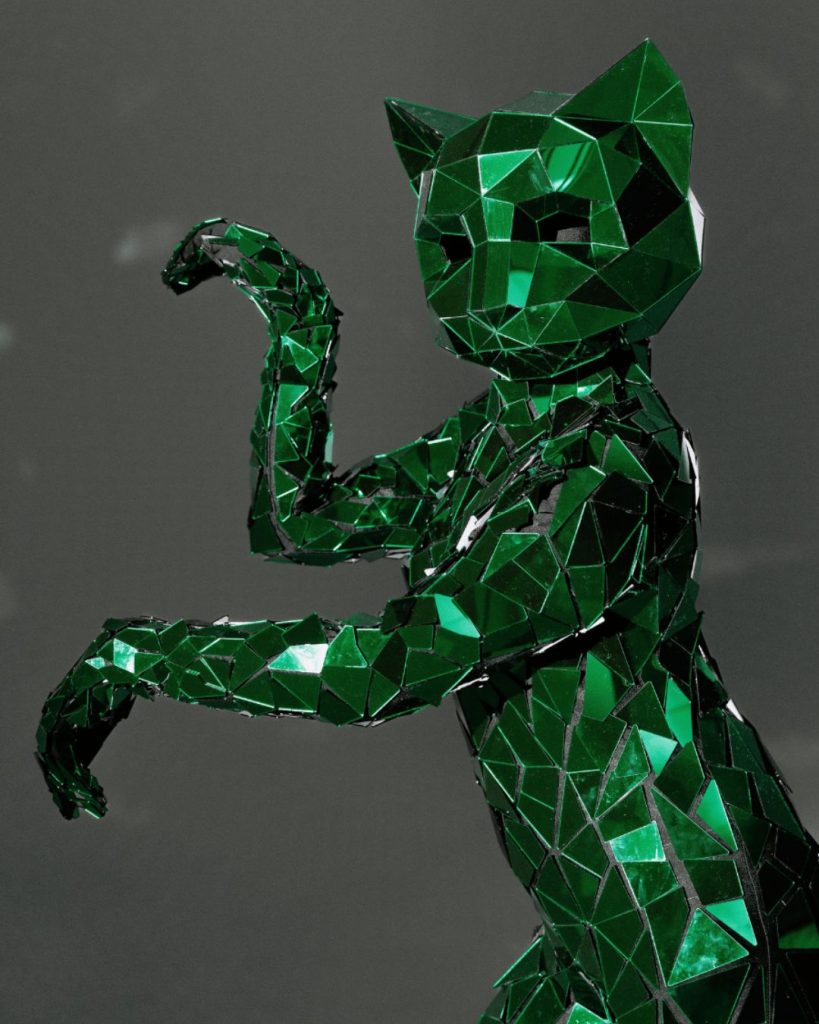 Green Mirror Cat Costume for shows and events - by ETERESHOP
