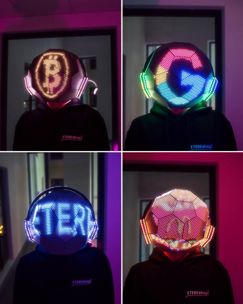LED Dense Programmable Light up DJ helmet - by ETERESHOP