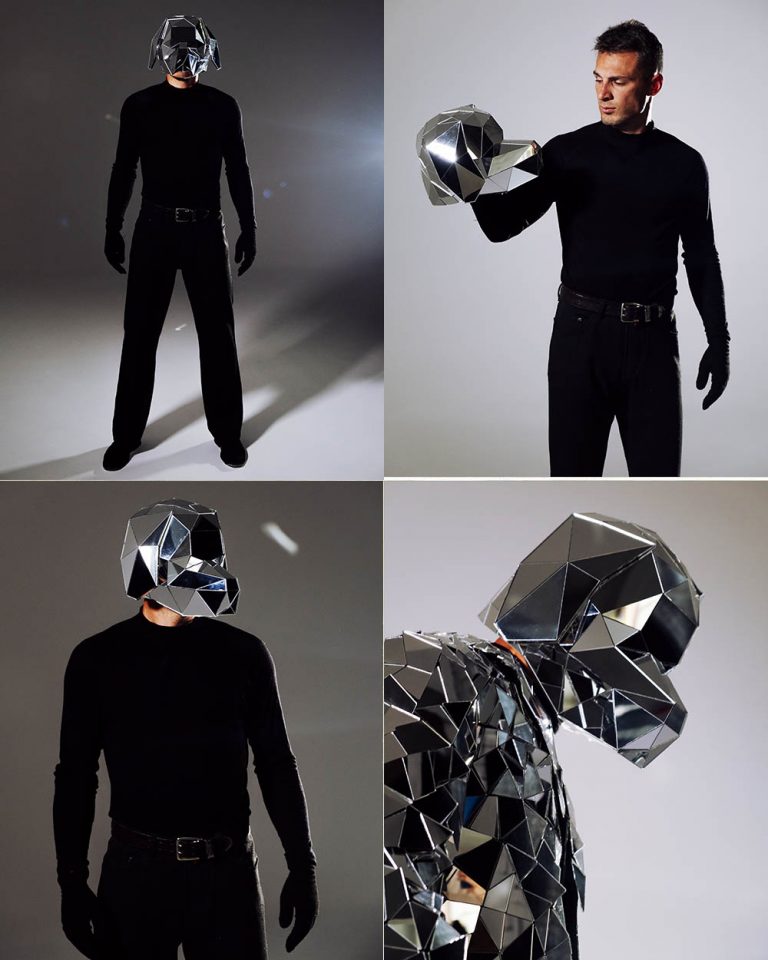 3D Silver Mirror Dog Mask for adults - by ETERESHOP