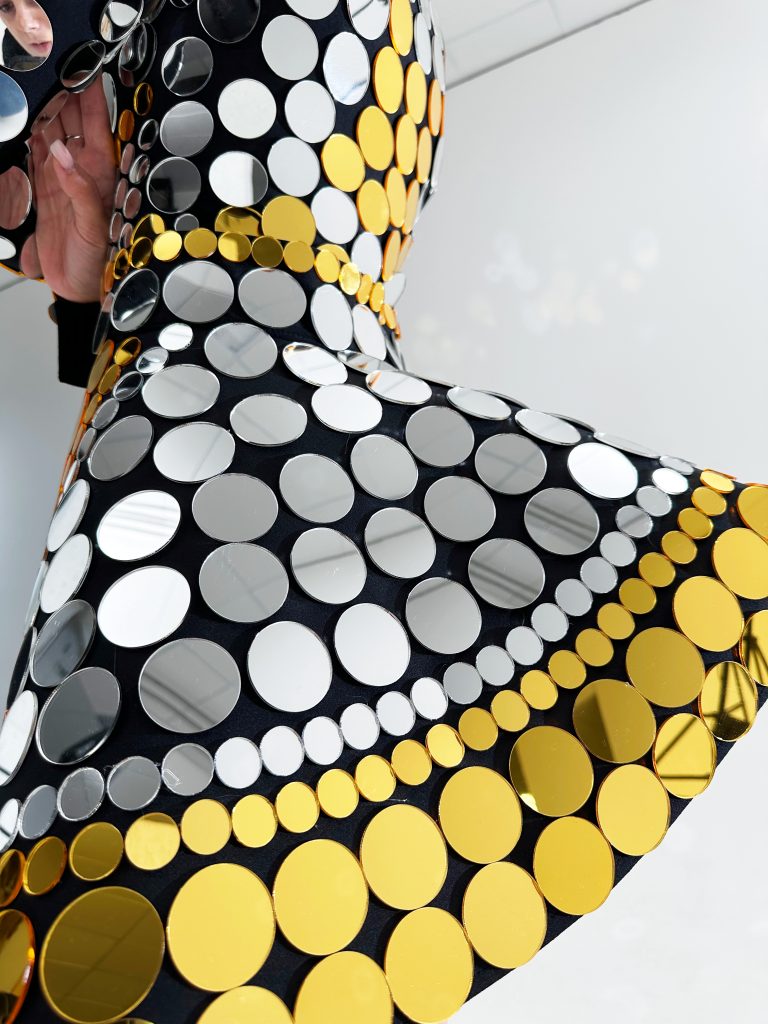 Mirror gold&silver set of bodysuit with mask - by ETERESHOP